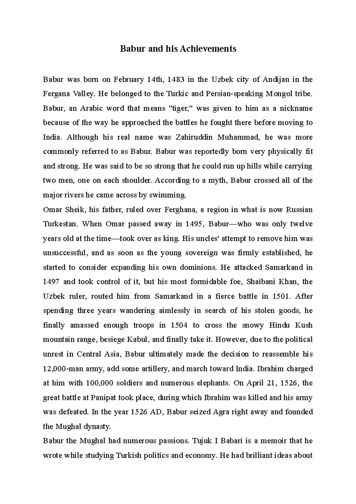 Babur's Legacy: Triumphs, Battles, and Architectural Contributions ...