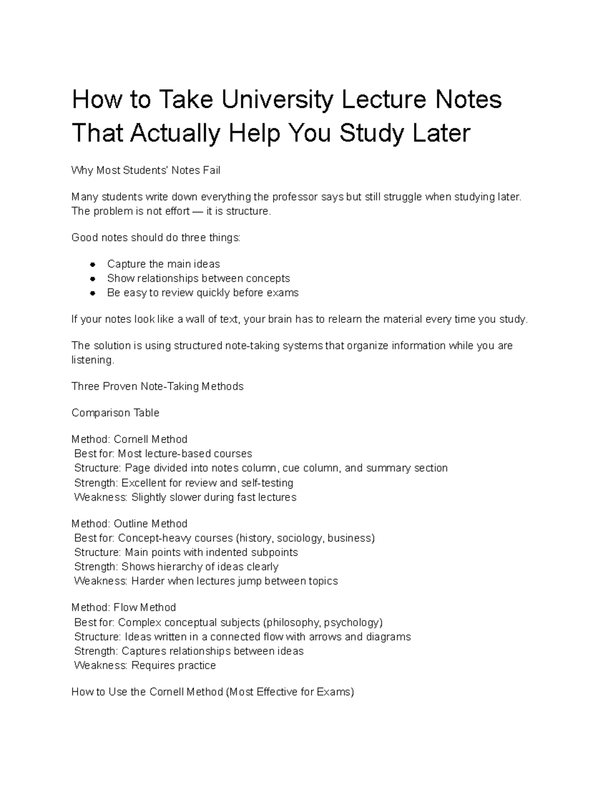Studoc 1 - Effective Lecture Note-Taking Strategies for Success - Studocu
