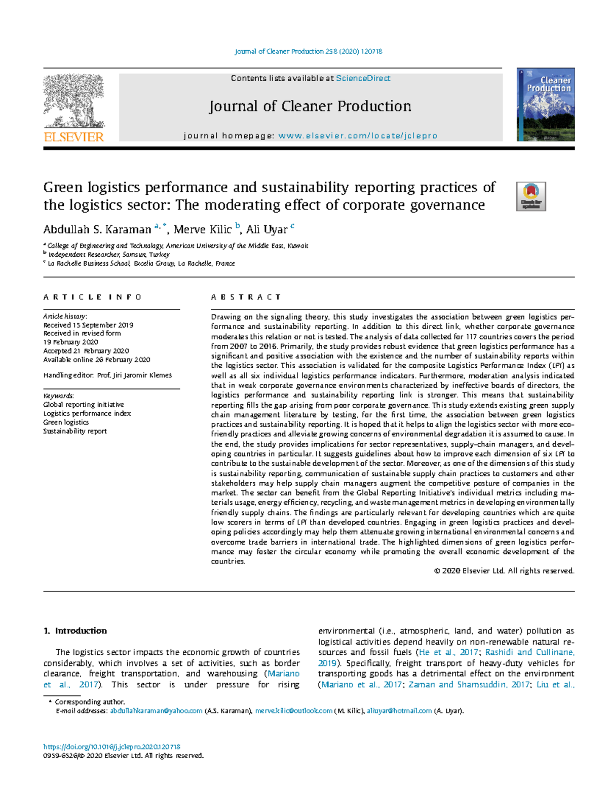 SUST 402: Green Logistics Performance & Sustainability Reporting - Studocu