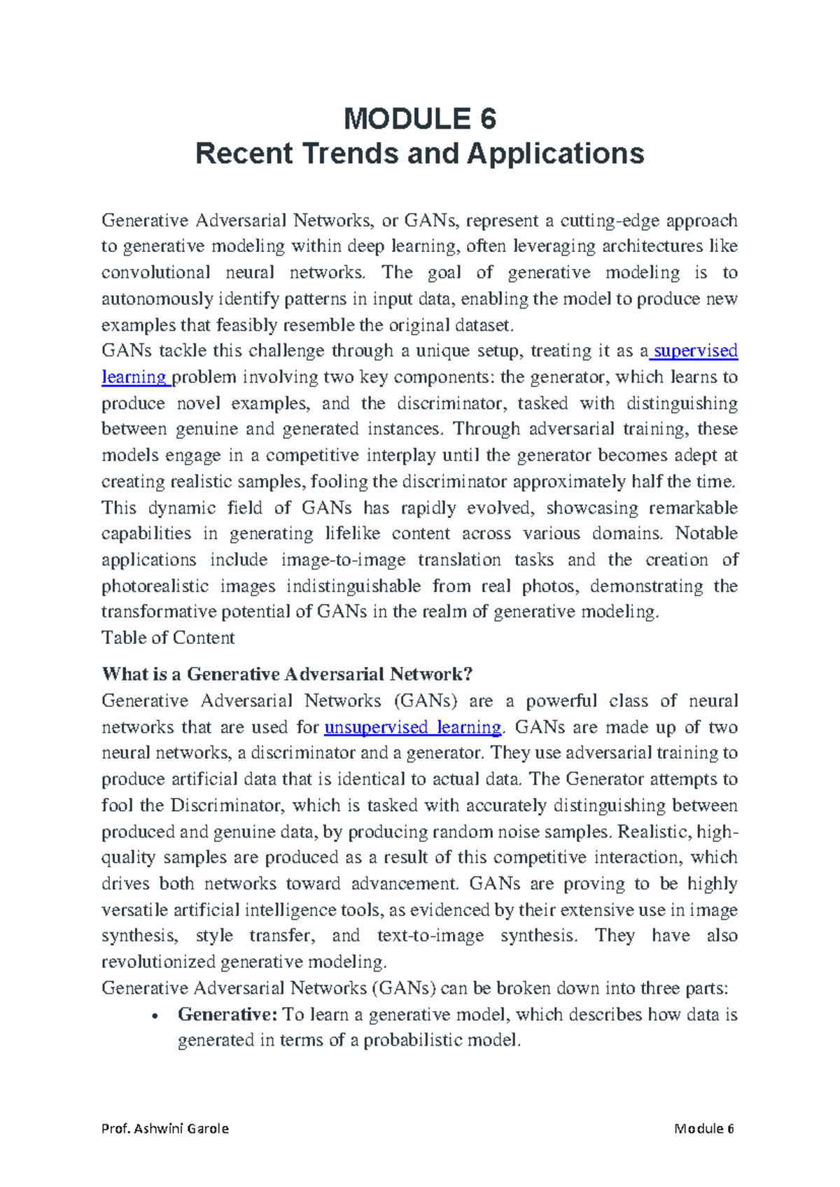 Module 6 - Recent Trends and Applications - MODULE 6 Recent Trends and ...