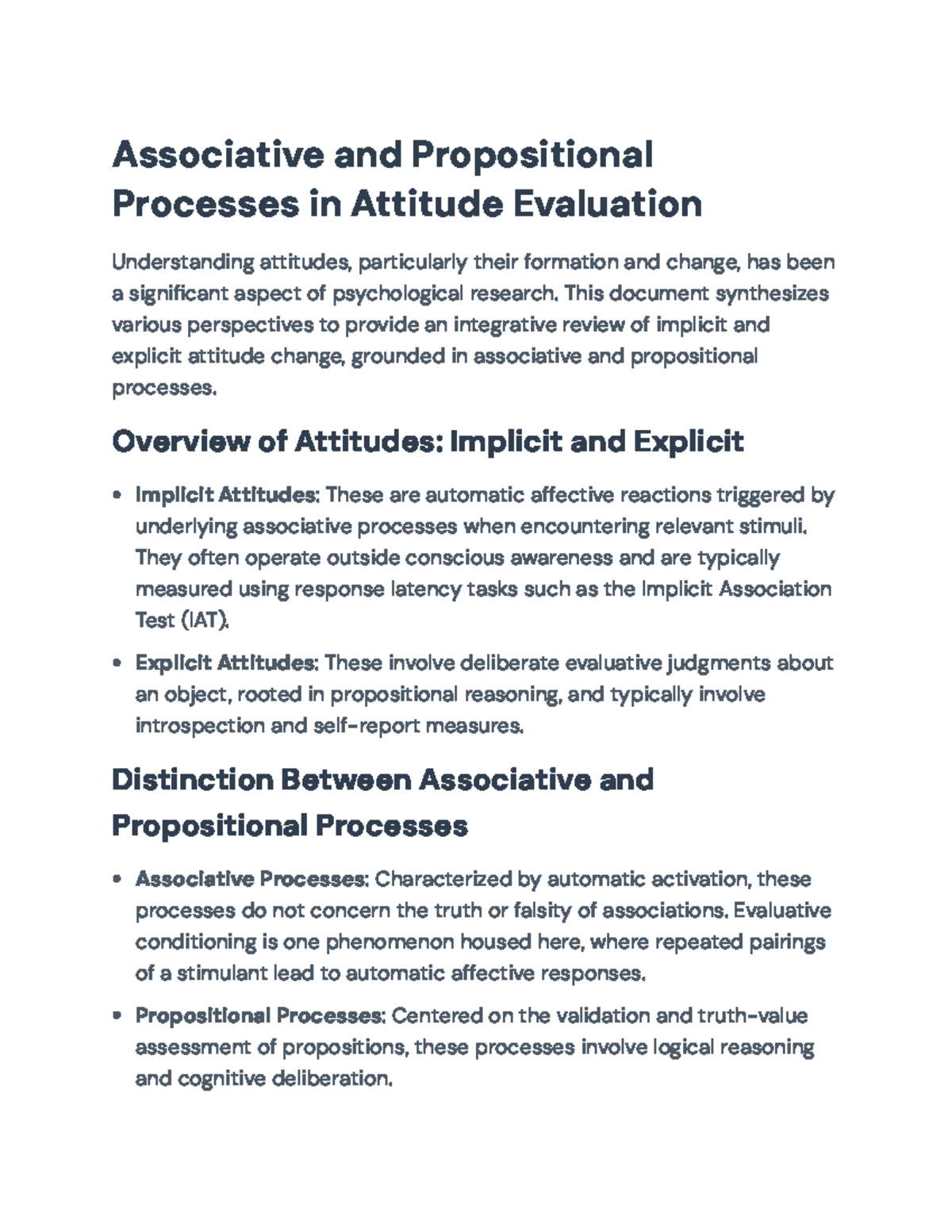Associative and Propositional Processes in Attitude Evaluation: A ...