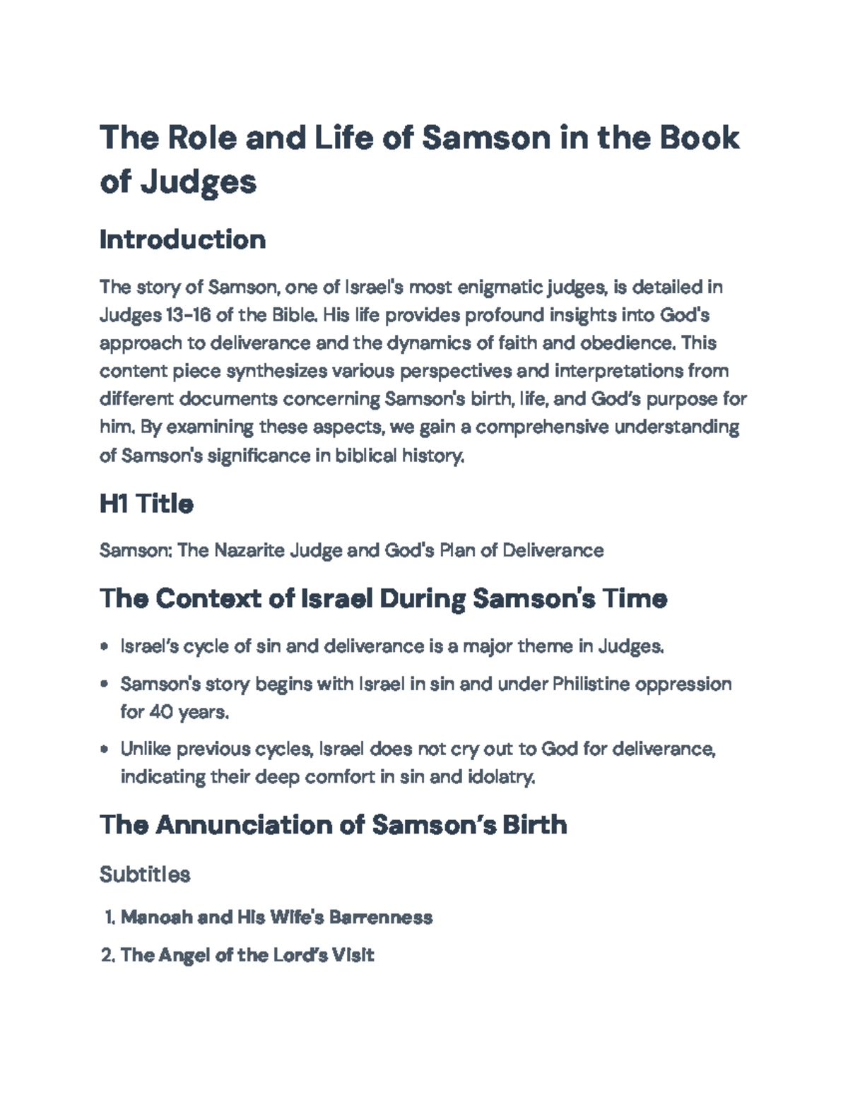 Final Exam: The Role of Samson in Judges and God's Deliverance Plan ...