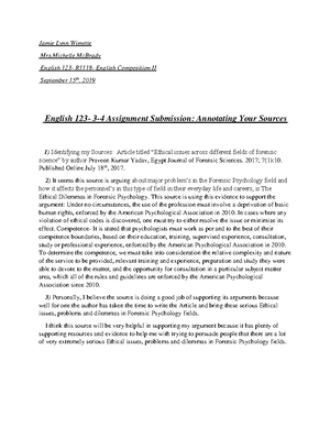 Module 3 Annotating Sources - Module 3: Annotating Your Sources English Composition II Southern ...