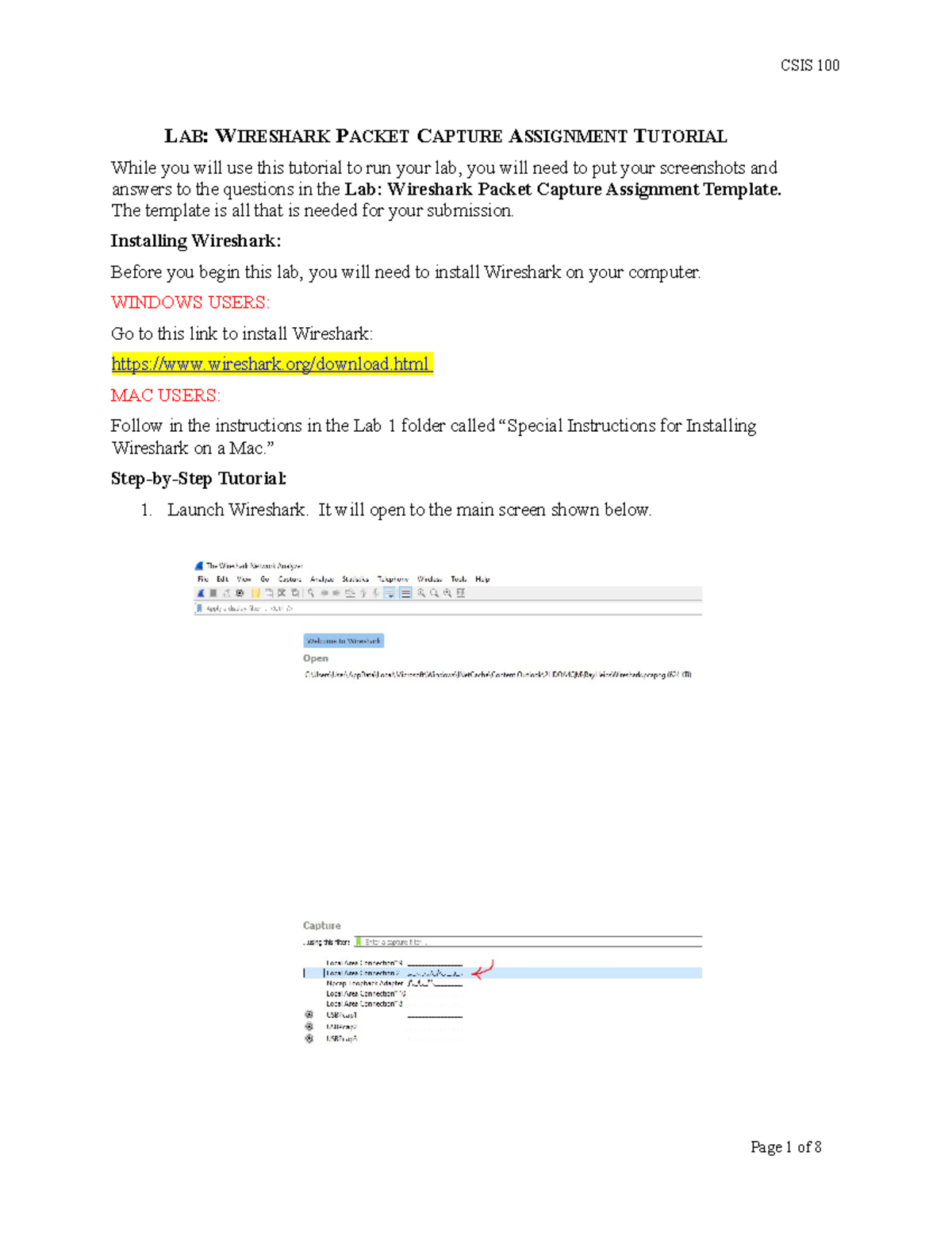 Lab: Wireshark Packet Capture Assignment Tutorial (COMP101) - Studocu