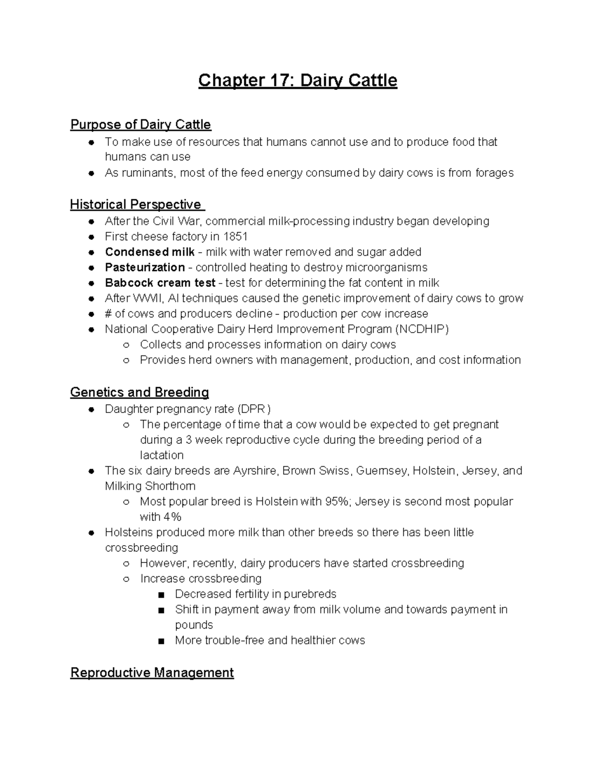 Dairy Cattle Management (AGRI 101): Production, Nutrition & Genetics ...