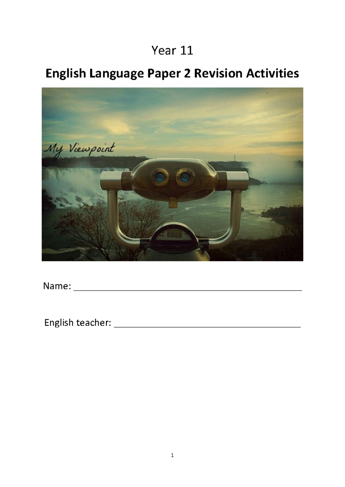 GCSE English Language Paper 2 Revision Tasks and Activities - Studocu