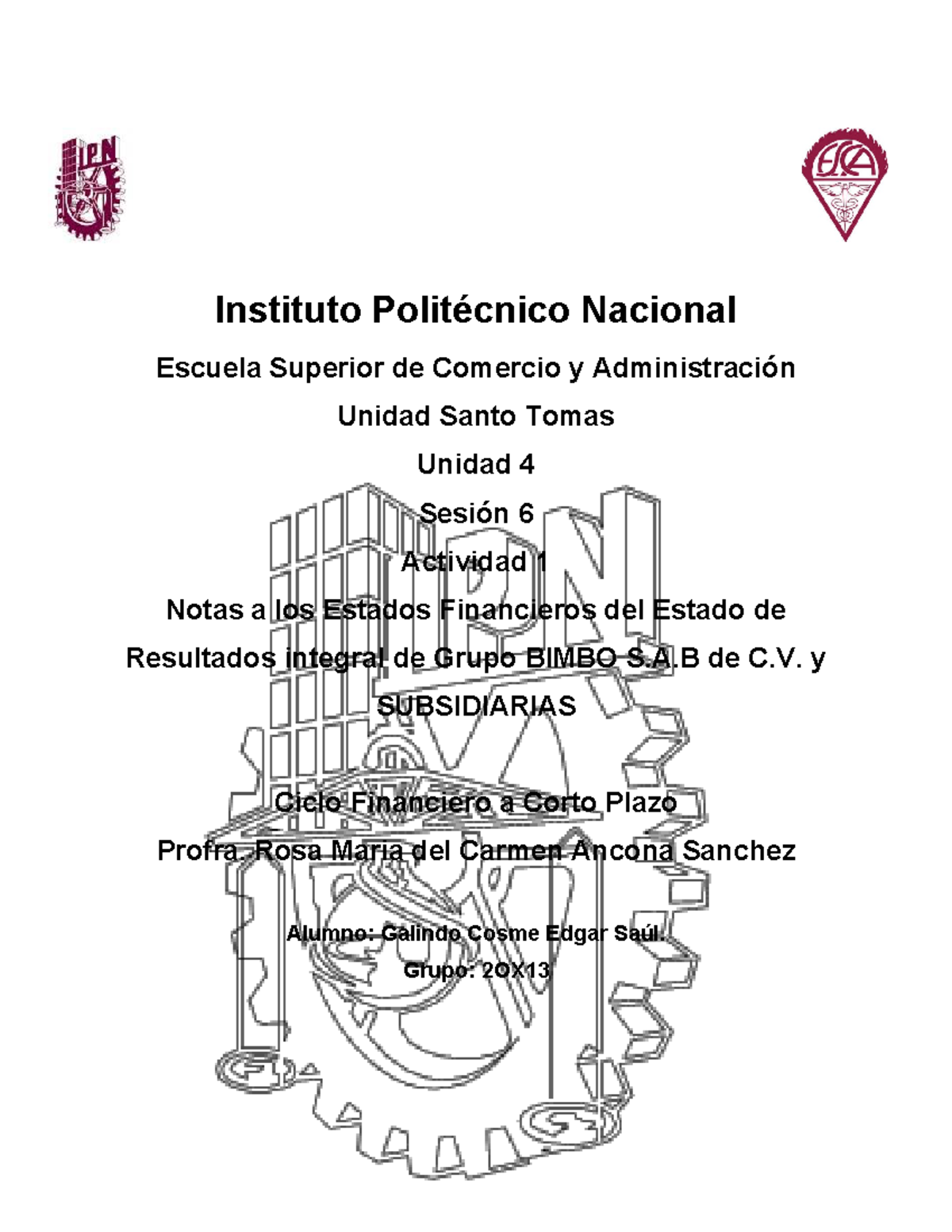 U4S6 R1 Análisis de Estados Financieros de Grupo Bimbo S.A.B. de C.V. - Studocu