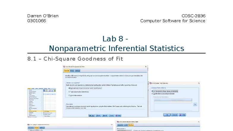 Lab 8 Obriendarren - lab on SPSS data analysis software - 0301066 ...