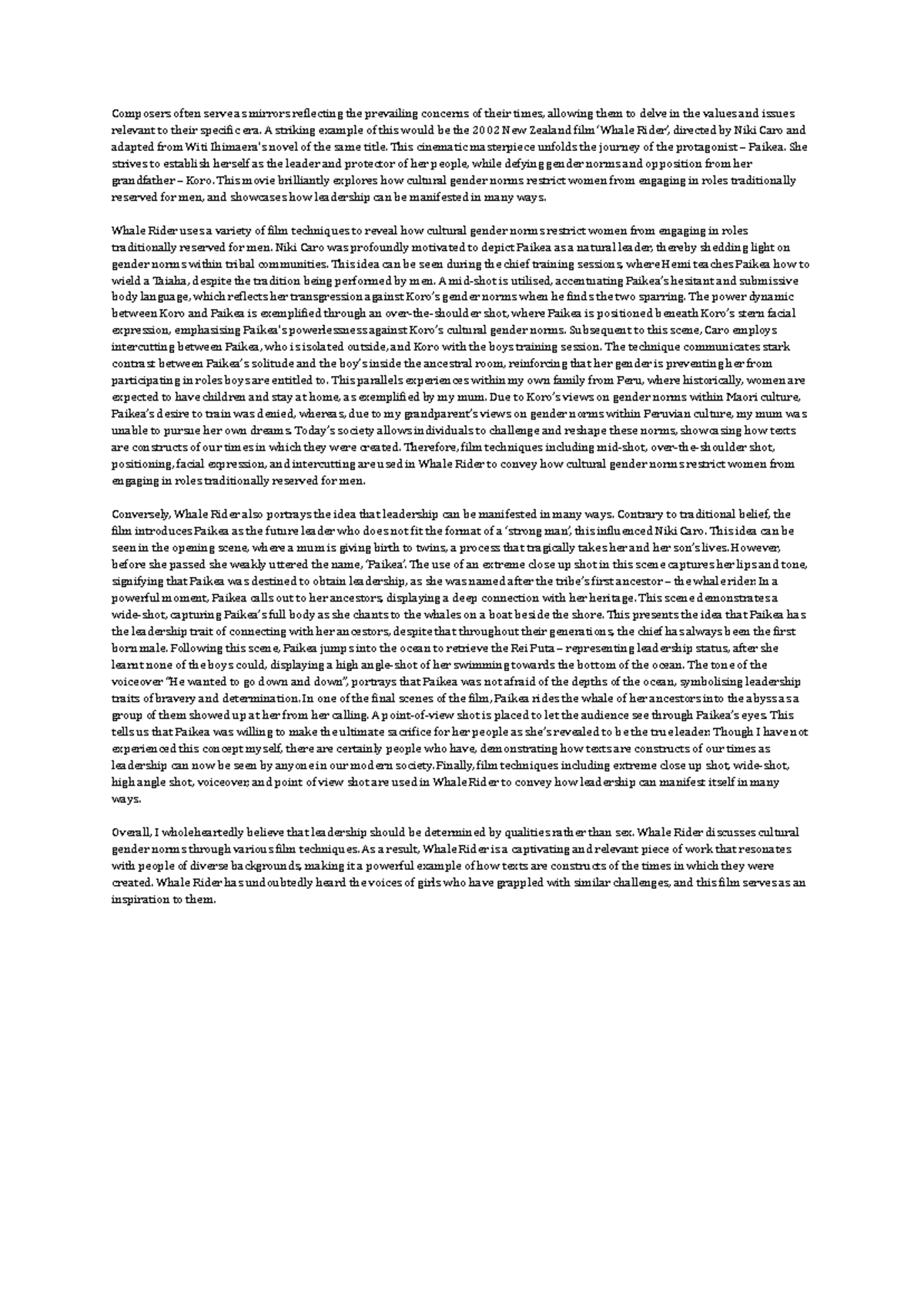 Whale Rider: Personal Reflection on Gender Norms & Leadership in Film ...
