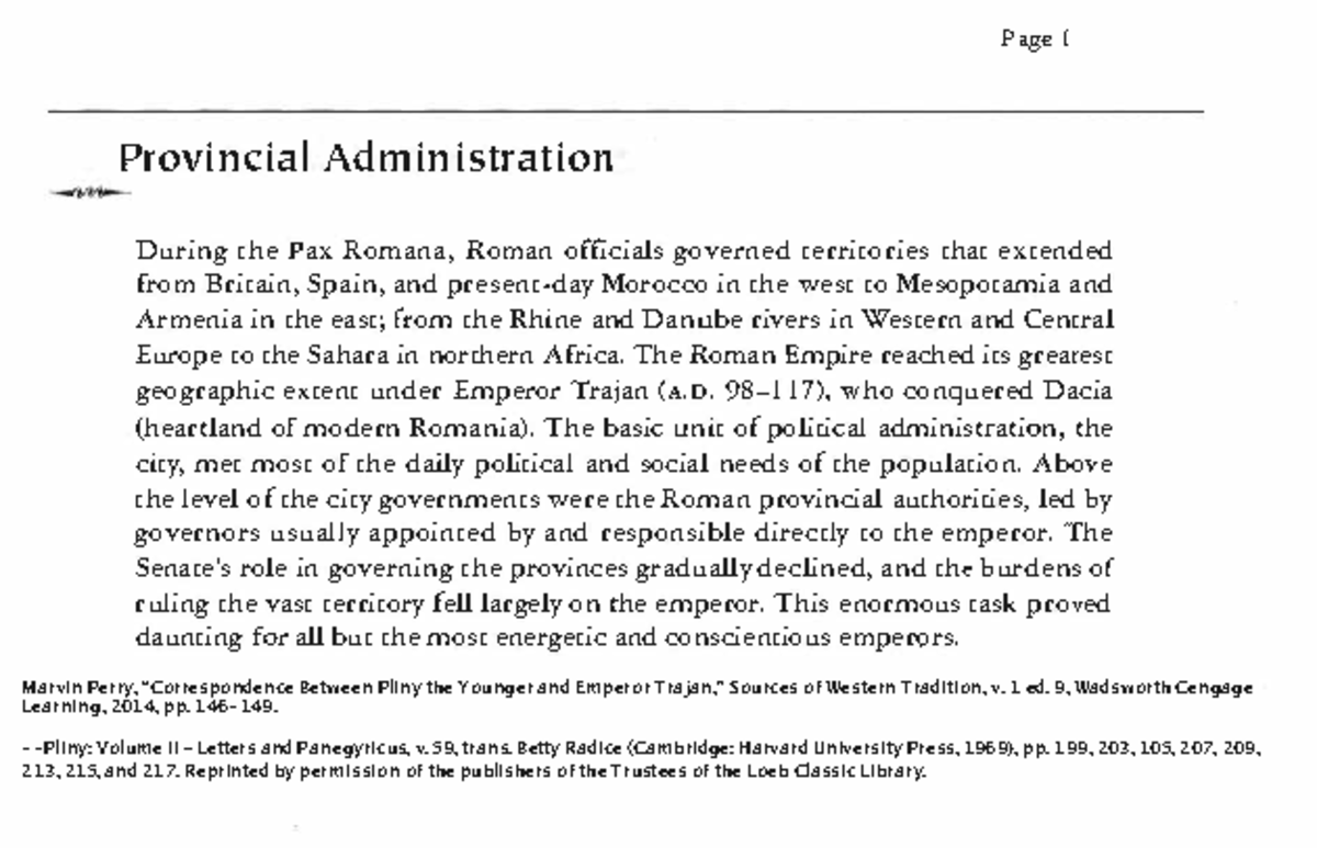 Correspondence Between Pliny the Younger and Emperor Trajan (BITH 101 ...