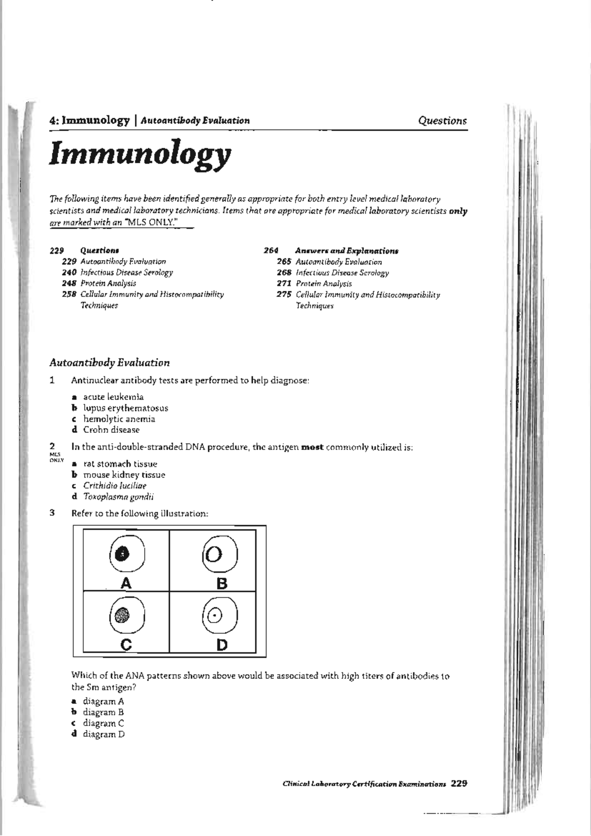 BOC Immunology - test bank - 4: Immunology I Autoantibody Evaluation ...