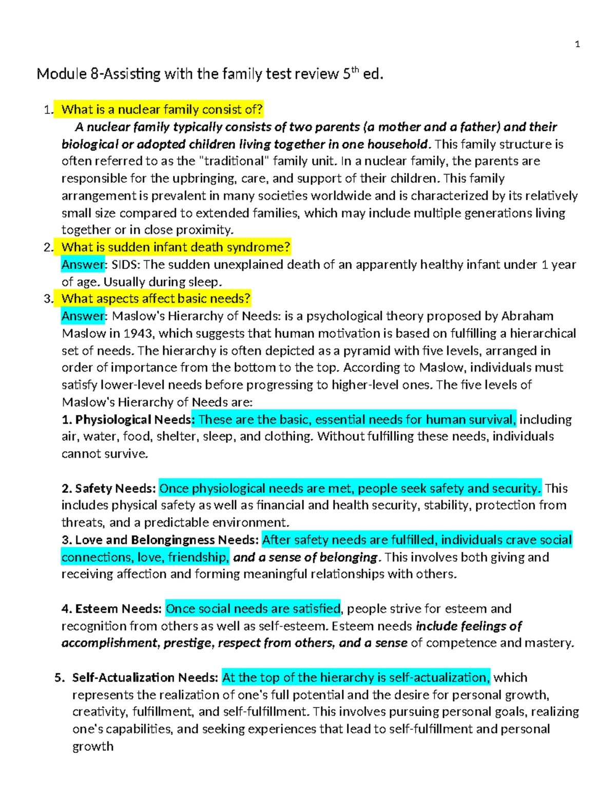 Module 6 - Household Management, Nutrition & Hydration Test Review ...