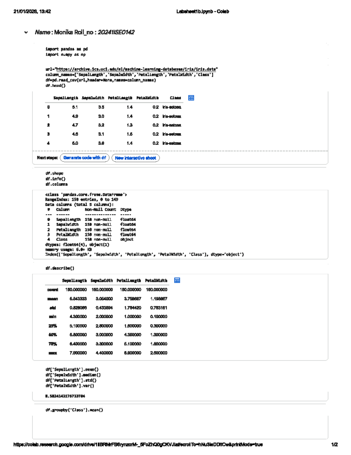 Labsheet 1b: Data Analysis with Pandas in Python (20241ISE0142) - Studocu