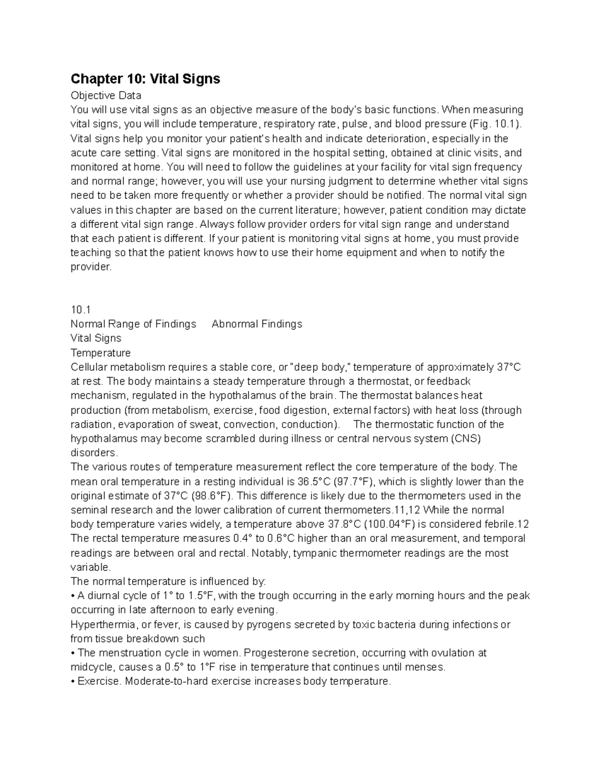 Clinical Case Studies on Vital Signs Assessment (NURS 101) - Chapter 10 ...