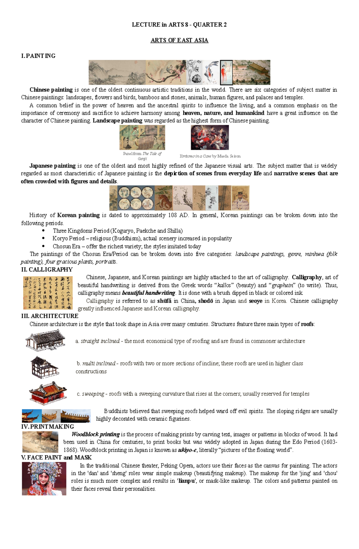 Lecture - Arts of East Asia in ARTS 8 Quarter 2 - Studocu