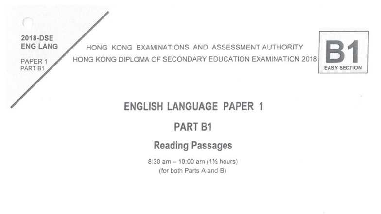 ENG LANG DSE 2018 Exam Paper 1 Part B1 Reading Passages Guide - Studocu
