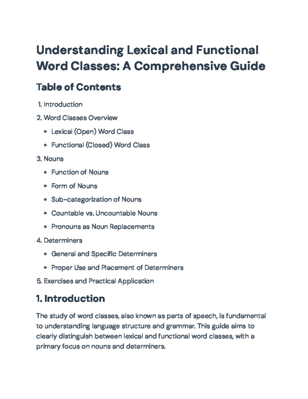 Understanding Lexical and Functional Word Classes: Nouns & Determiners - Understanding Lexical ...