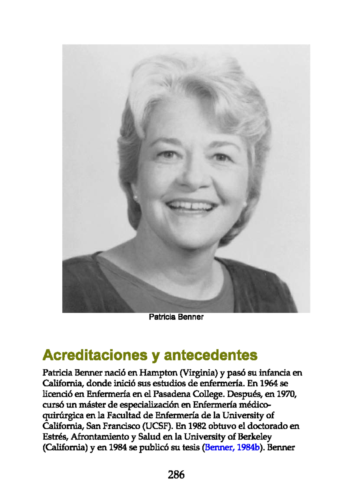 Teoría de Patricia Benner: Acreditaciones y Contexto Profesional - Studocu