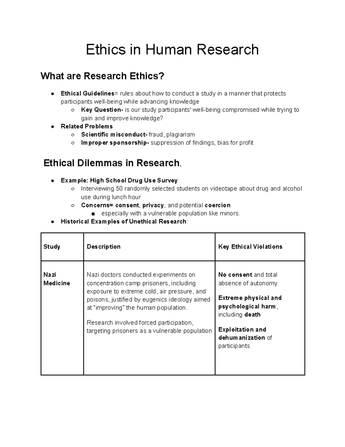 Lecture 11: Ethics in Human Research - Key Principles and Violations ...