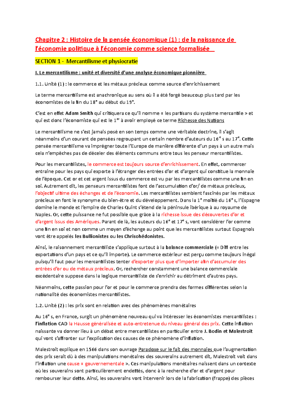 Chapitre 2 : Histoire de la pensée économique - Mercantilisme ...