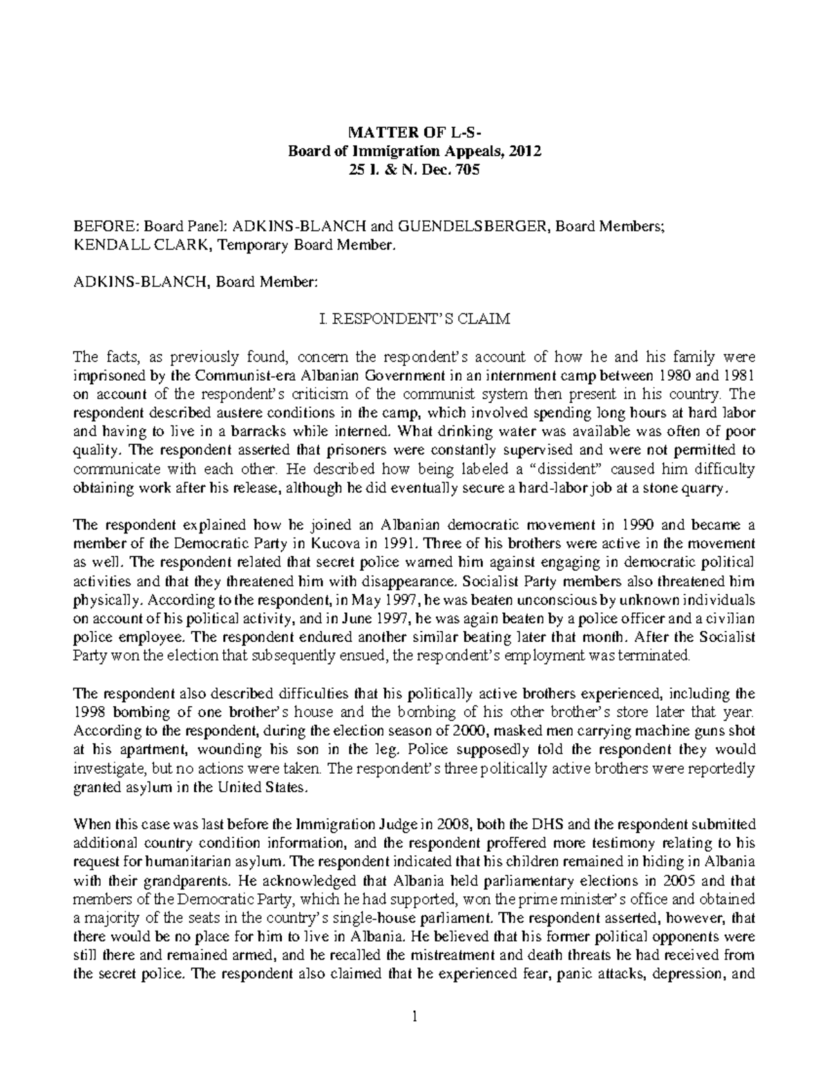 Humanitarian Asylum Analysis Under 8 C.F.R. § 1208.13(b)(1) Guidelines ...