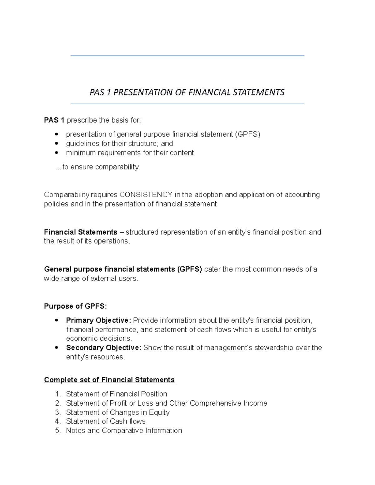PAS 1 Financial Statements: Structure, Content, and Compliance ...