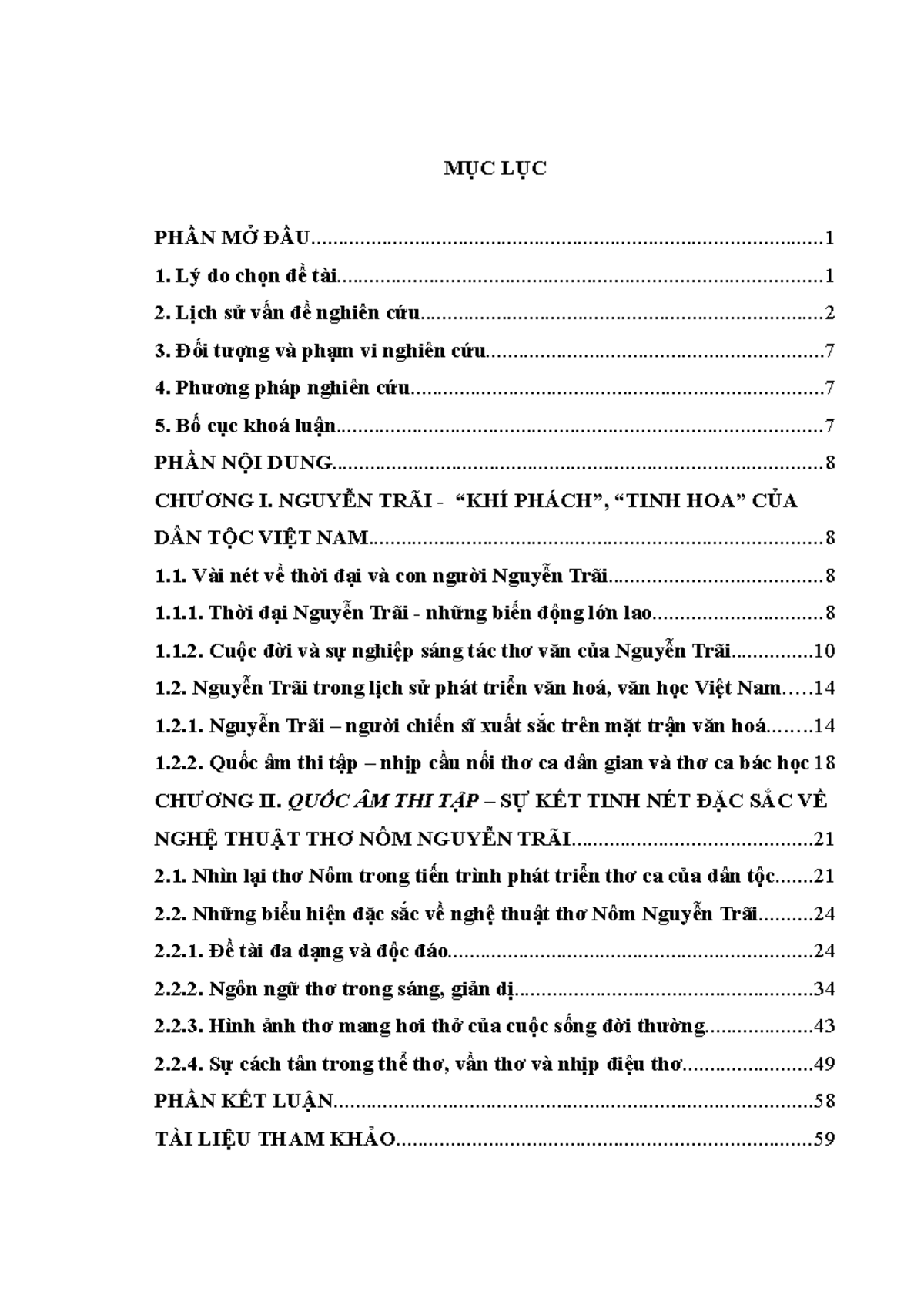 Xemtailieu net dac sac ve nghe thuat trong quoc am thi tap cua nguyen trai - MỤC LỤC PHẦN MỞ ...