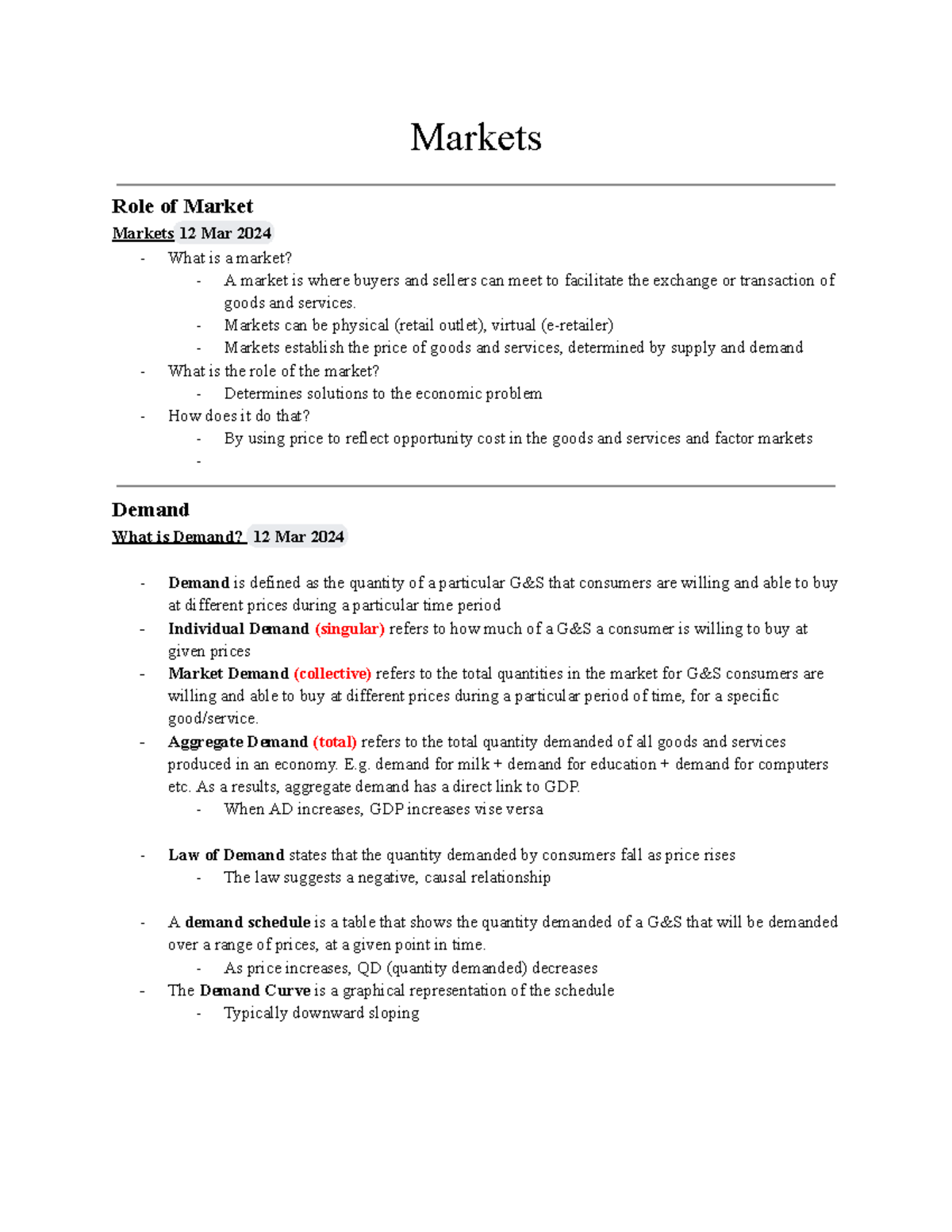 Markets: Understanding Demand, Supply, and Market Equilibrium - Studocu