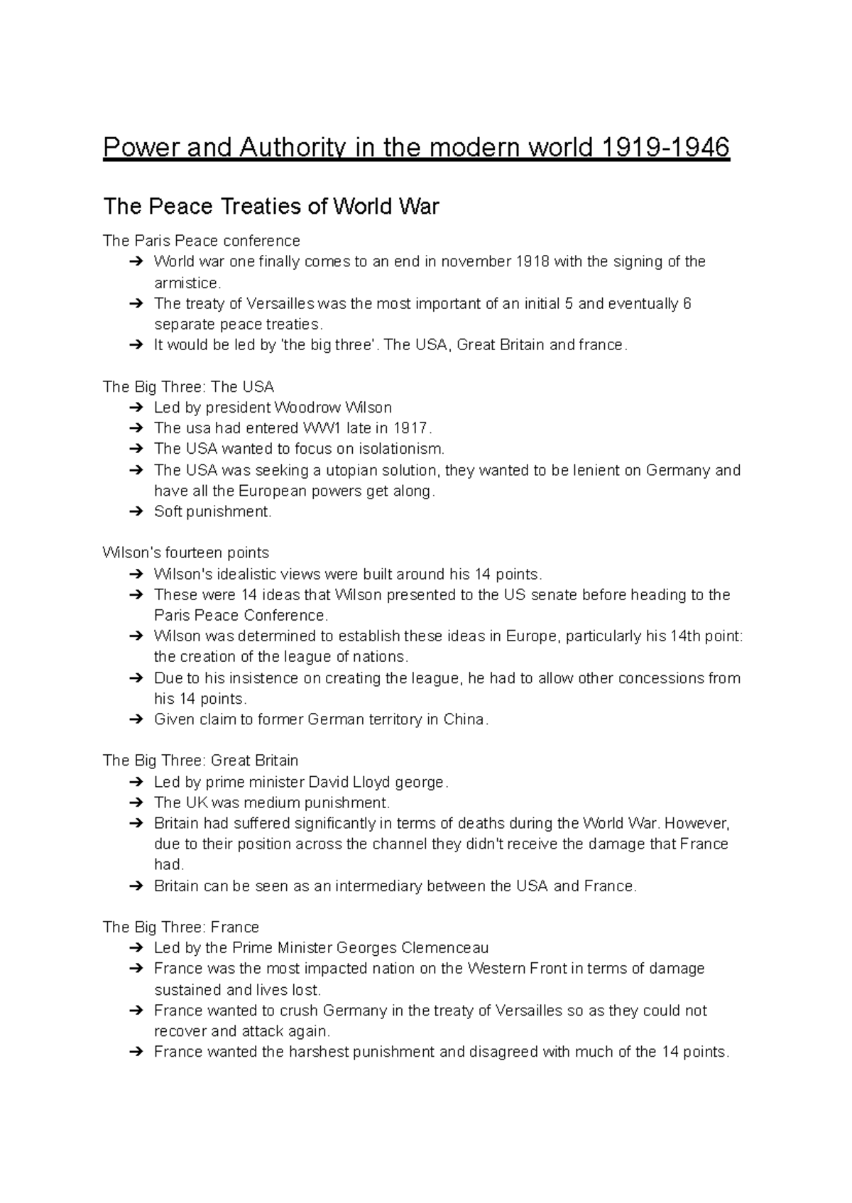 Year 12 Modern History: Power, Authority, and the Treaty of Versailles ...
