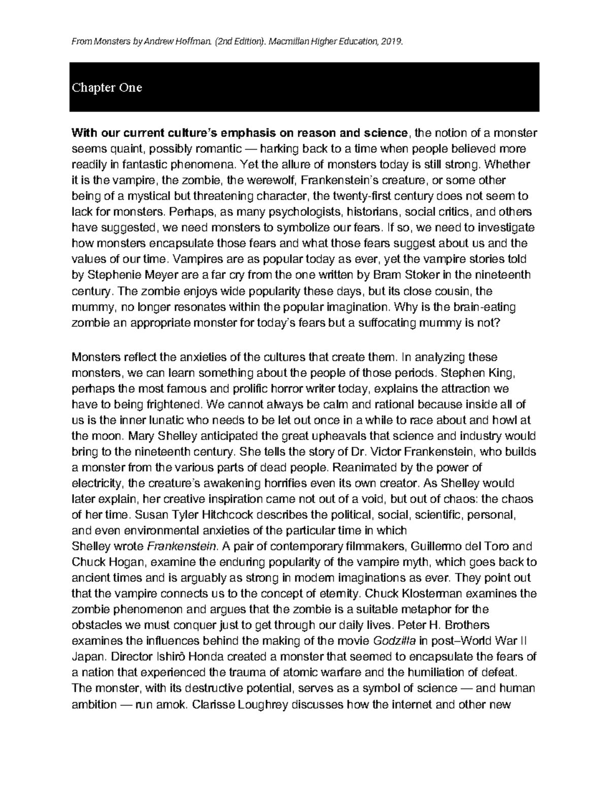 Analysis of Monsters: Themes and Cultural Reflections in Chapter 1 ...