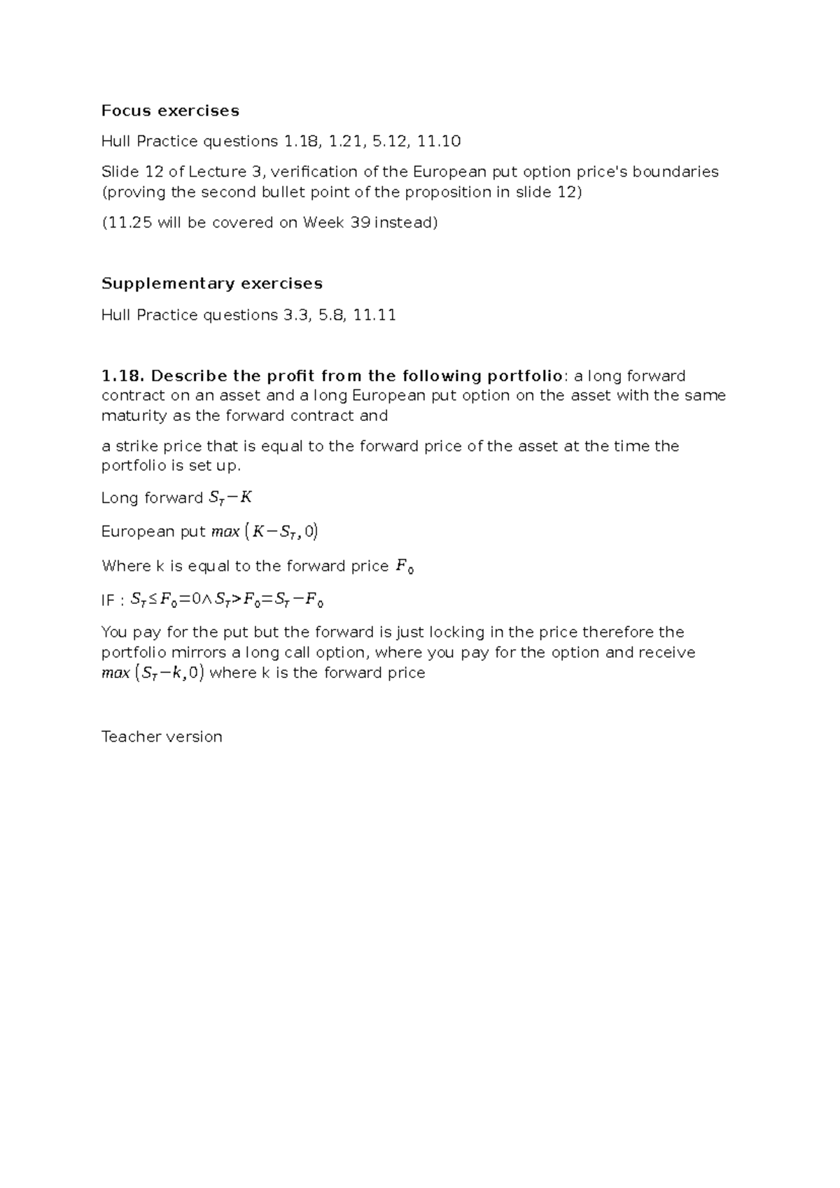 Hull Practice Questions & Arbitrage Strategies - Exercise 2 - Studocu