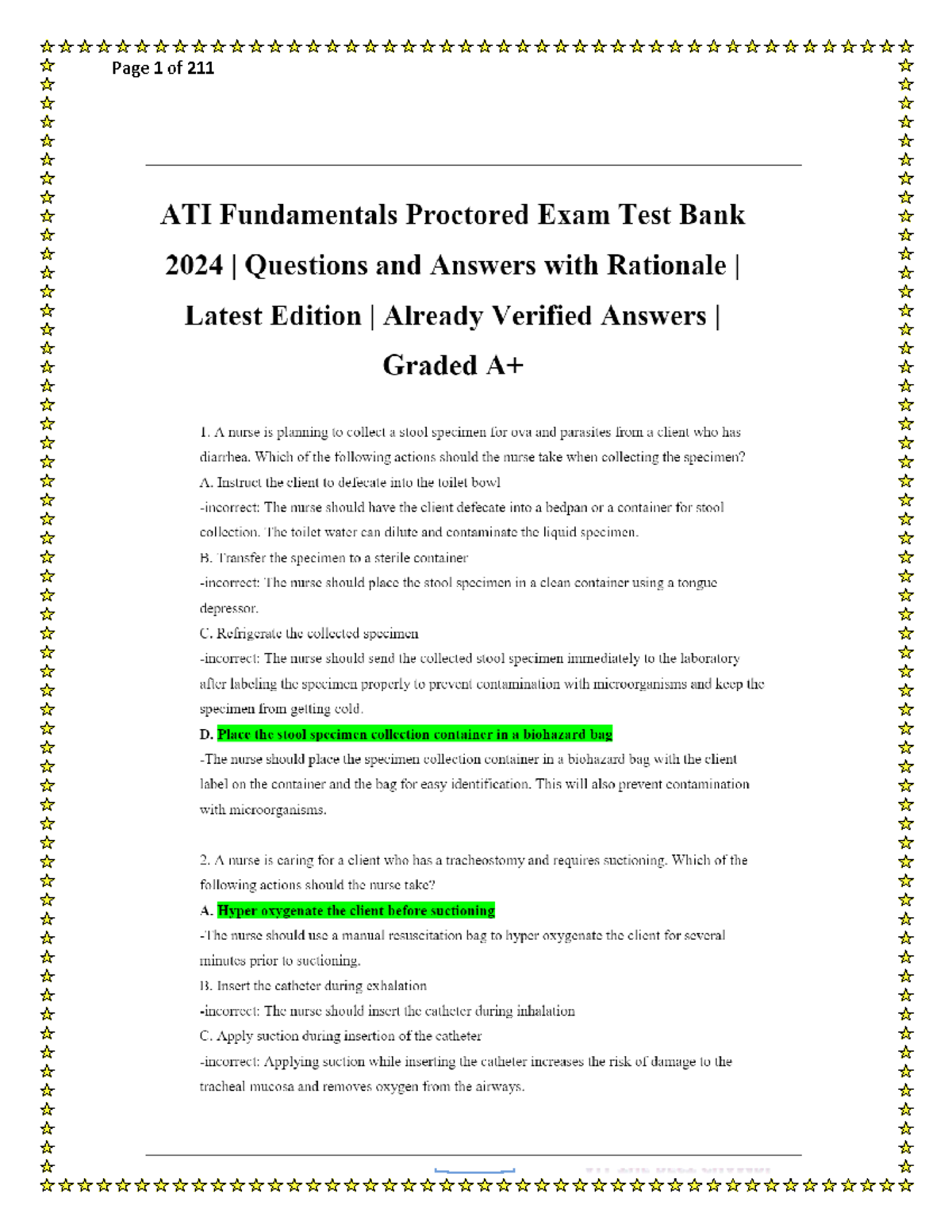 ATI Fundamentals - Lecture Notes on Nursing Care and Procedures - Studocu