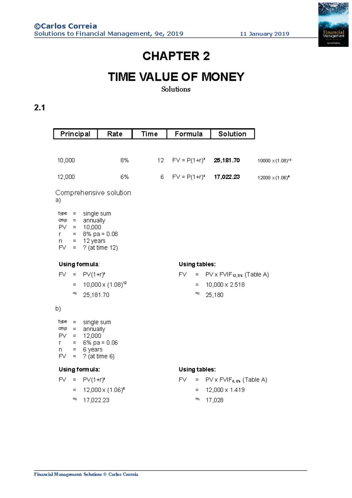 Chapter 2: Time Value of Money Solutions - Financial Management 9e ...