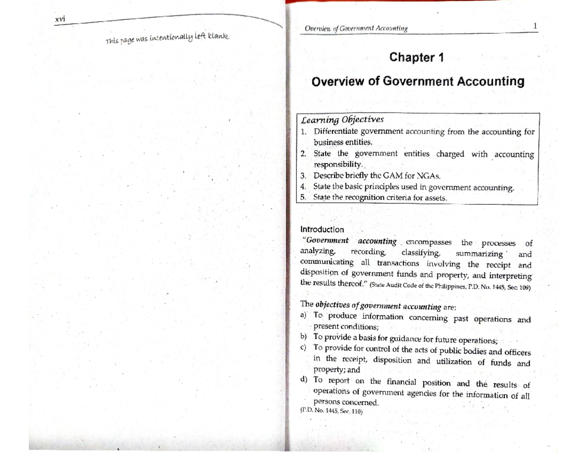 Government Accounting Overview: Chapters 1-2 Insights - Studocu