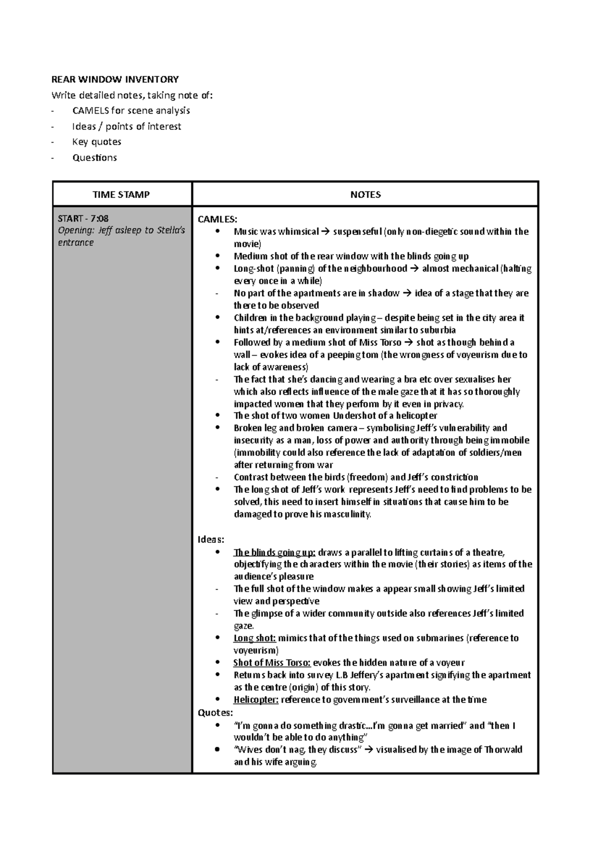 RW - Detailed Scene Analysis Notes for Rear Window - Studocu