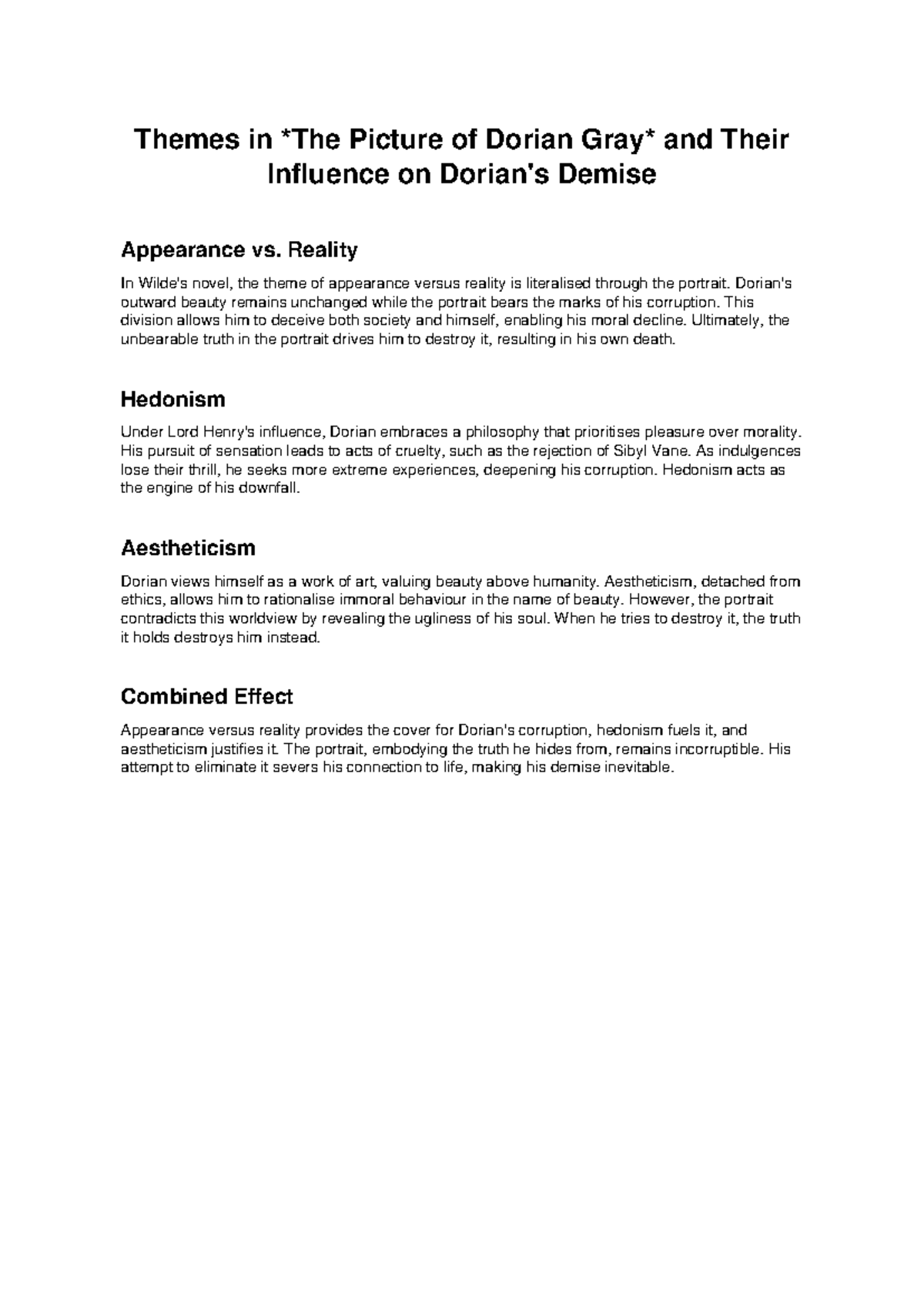 Themes of Appearance vs. Reality in Dorian Gray (ENG 101) - Studocu