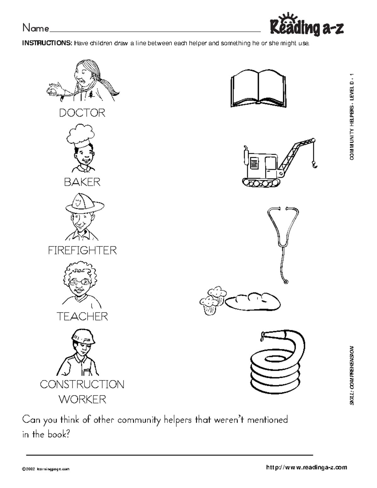 Rk 000021 Worksheet: Community Helpers Level D Activities - Studocu