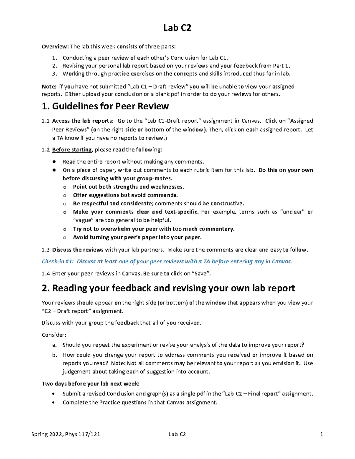 Lab C2 - Handout - v6-1 - Lab C Spring 2022, Phys 117/121 Lab C2 1 ...