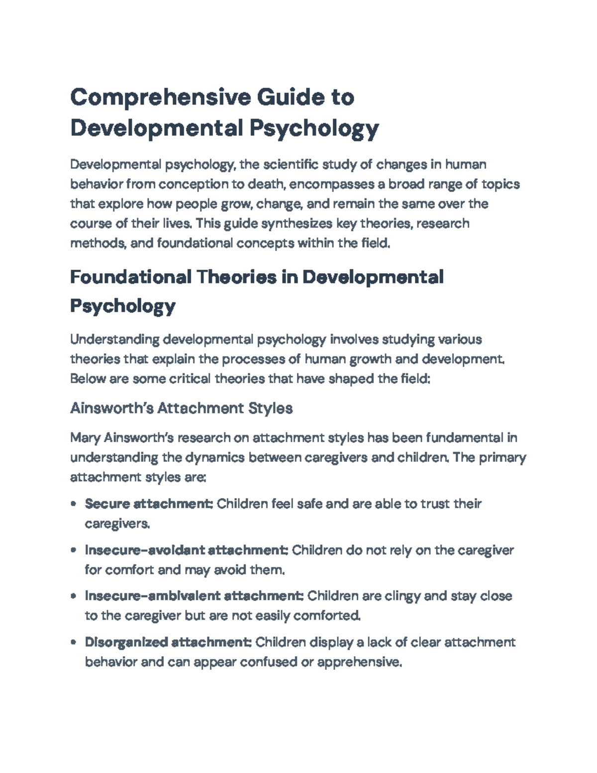 Comprehensive Guide to Developmental Psychology (PSY 101) - Studocu