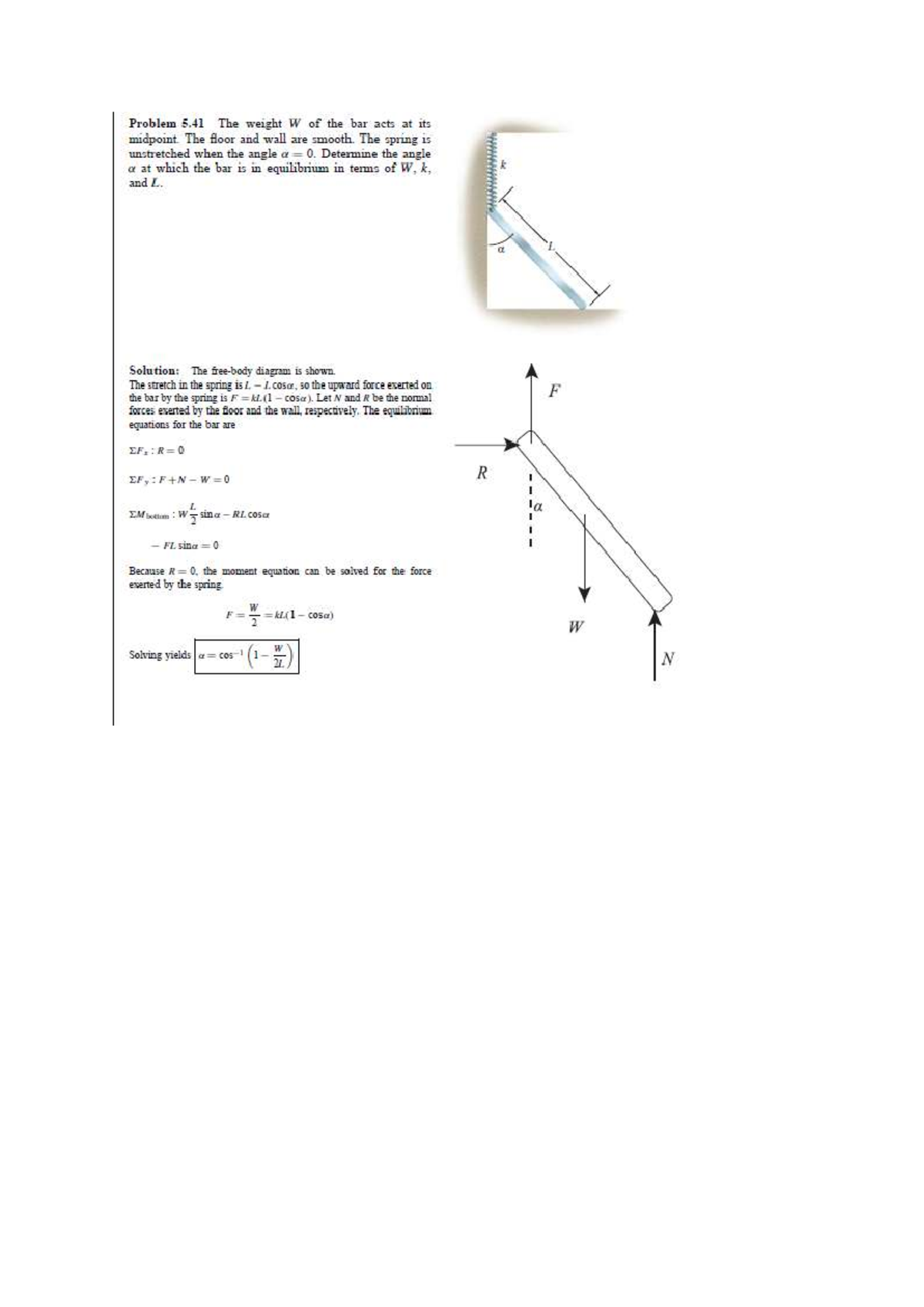 132 Problems: Equilibrium of a Bar with Spring Forces - Studocu