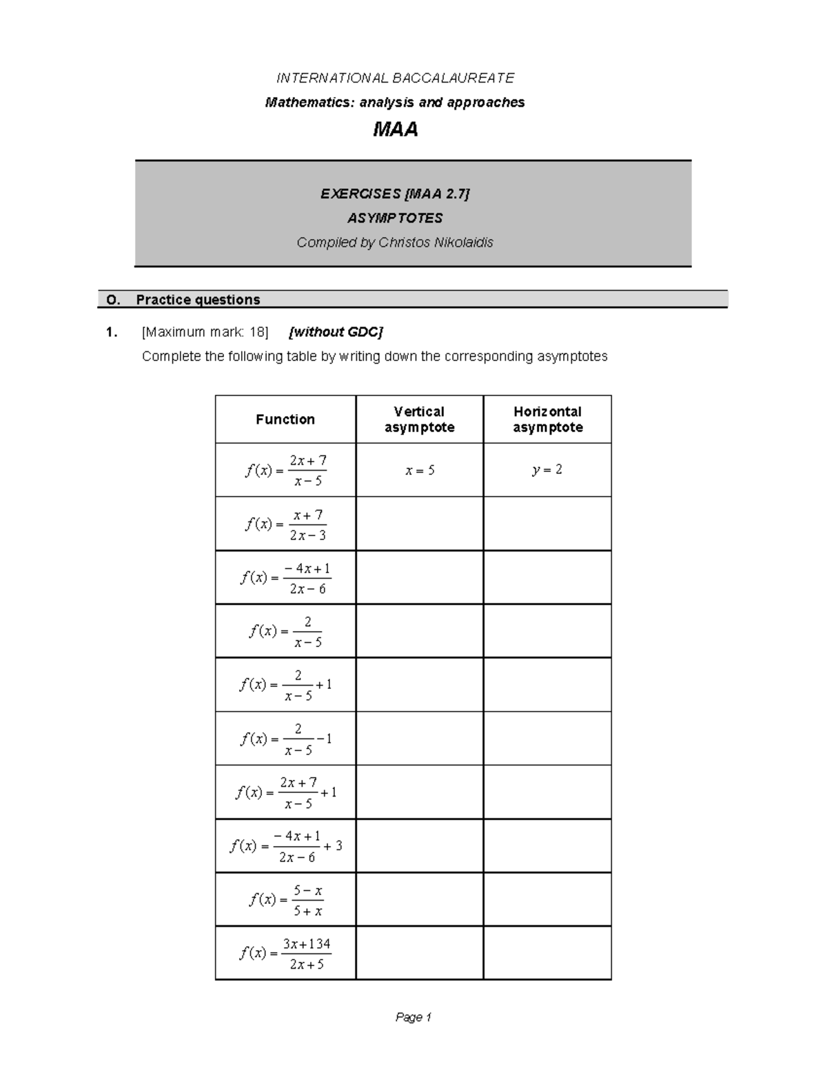 MAA 2 - It is used for exam preparation - INTERNATIONAL BACCALAUREATE ...