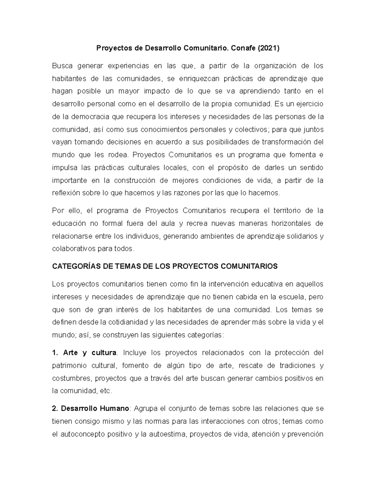 1 Proyectos de Desarrollo Comunitario: Enfoques y Categorías Clave ...
