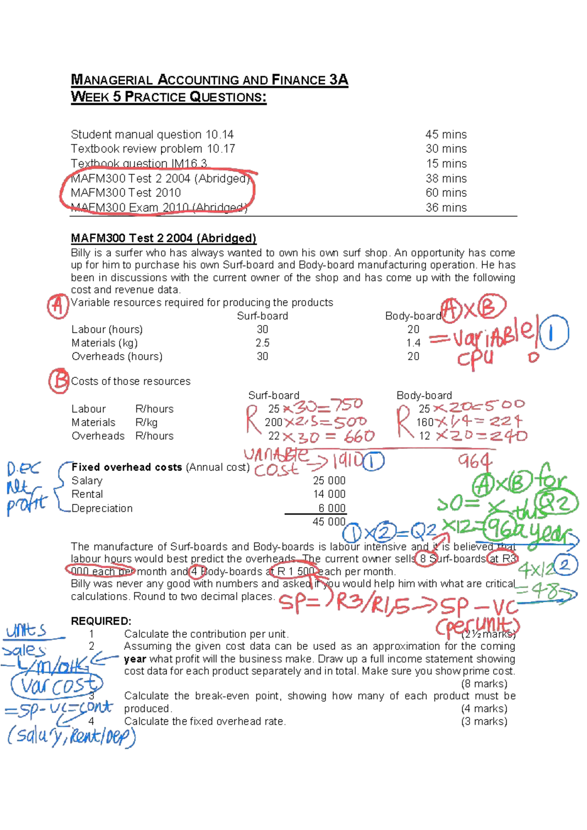 ACCT331 Week 5 Practice questions 1744717967232 - M ANAGERIAL ...