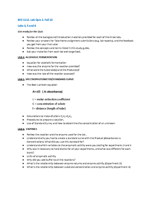 BIO 1112-Study Guide Lab Quiz 2 Fall 24 - BIOL 1112 LAB – Fall 2023 ...
