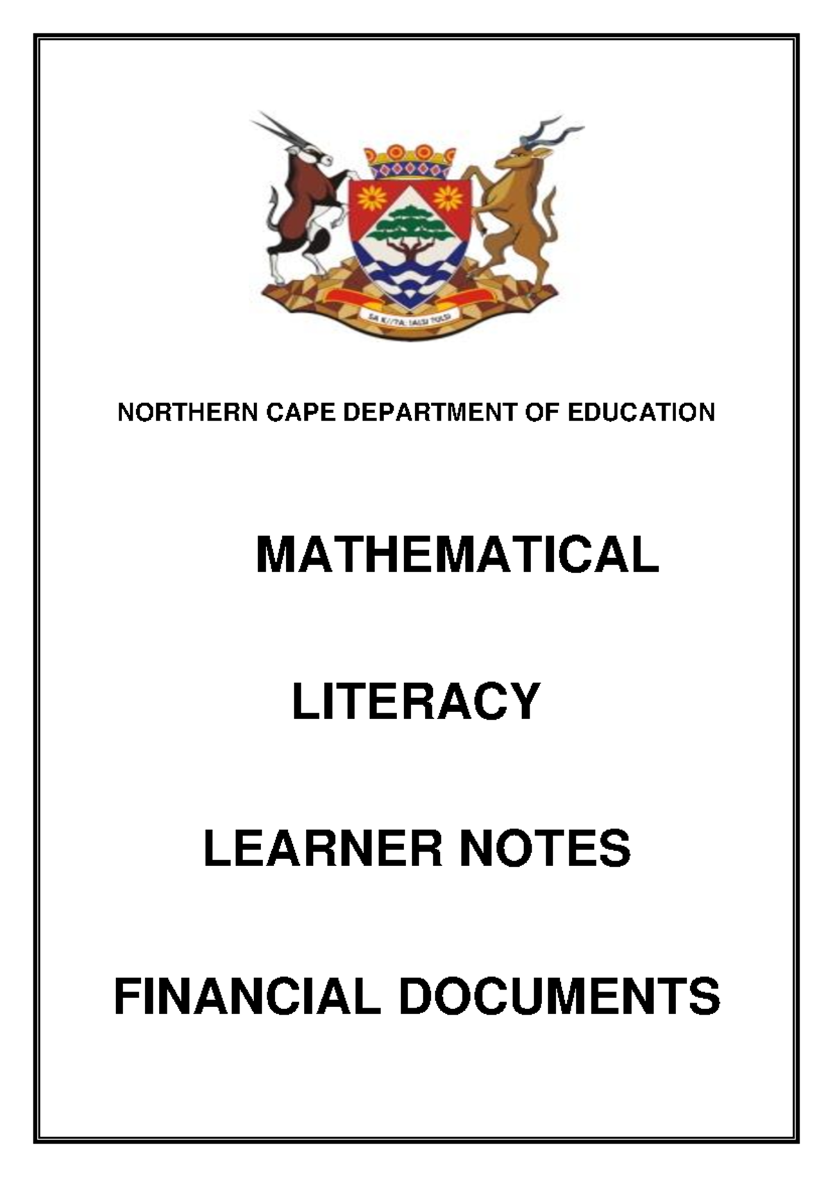 Financial Documents - Mathematical Literacy Learner Notes (NCDOE) - Studocu