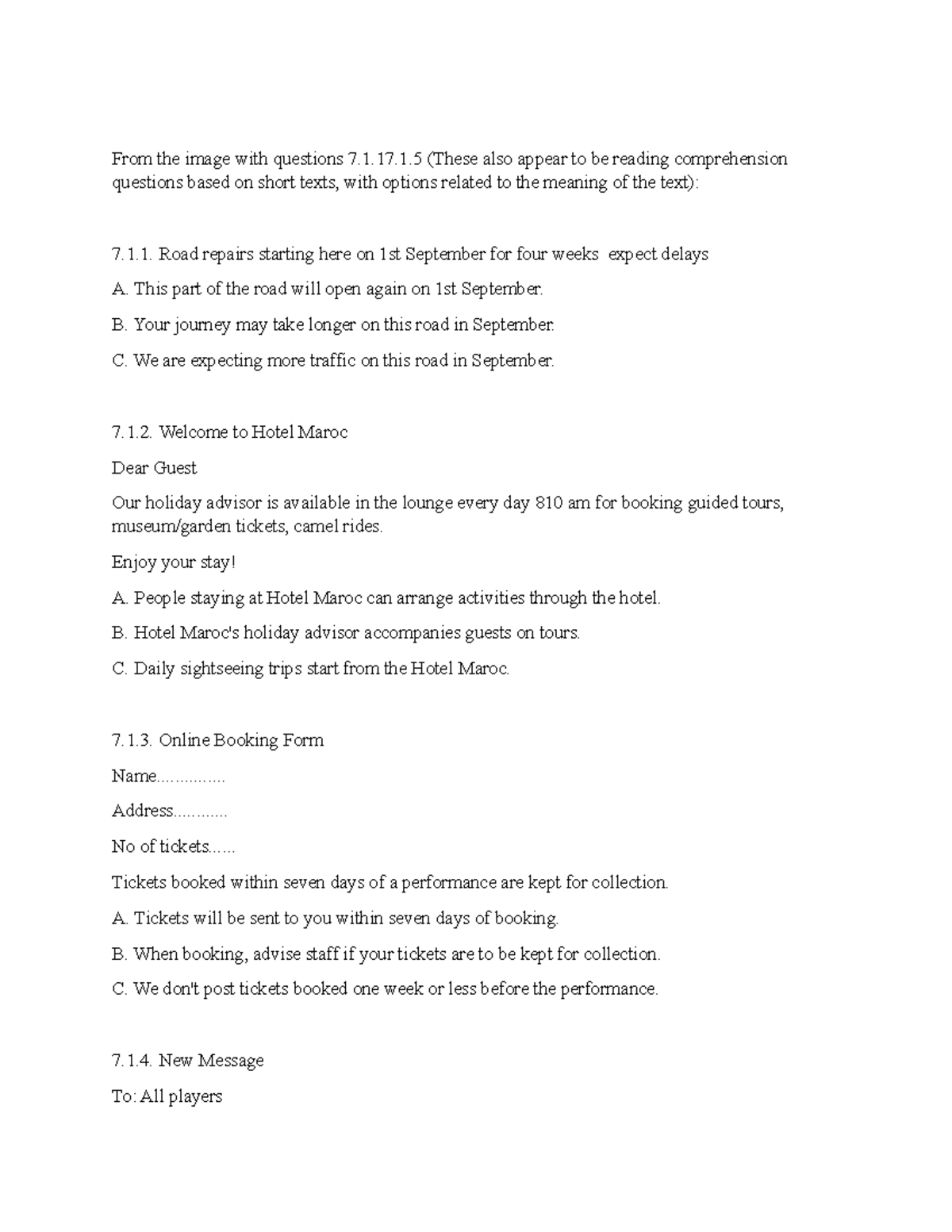 TA 123 - Reading Comprehension Questions and Answers Guide - Studocu