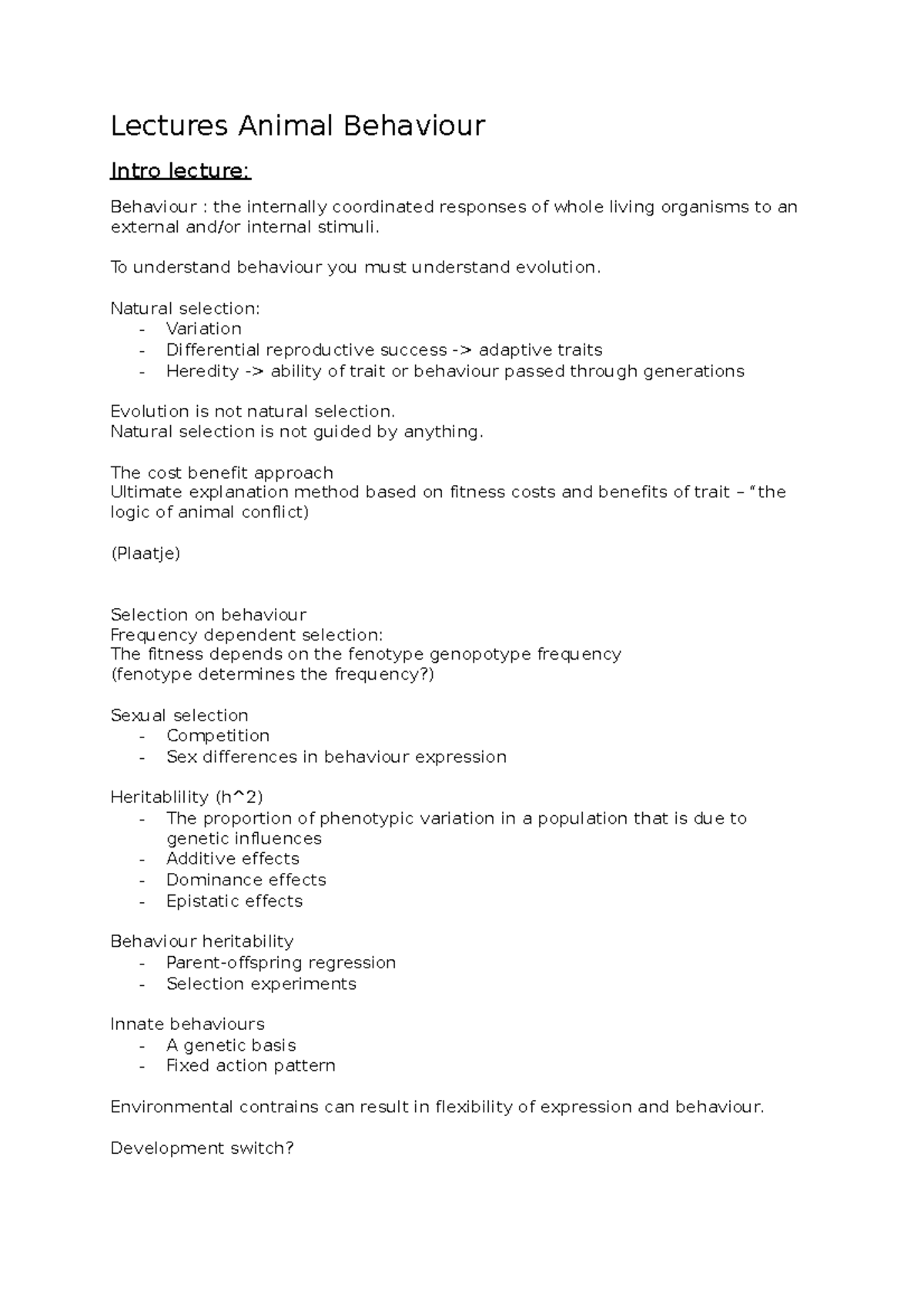 **Animal Behaviour Lectures (BIO 101): Insights from 2019-2020 ...