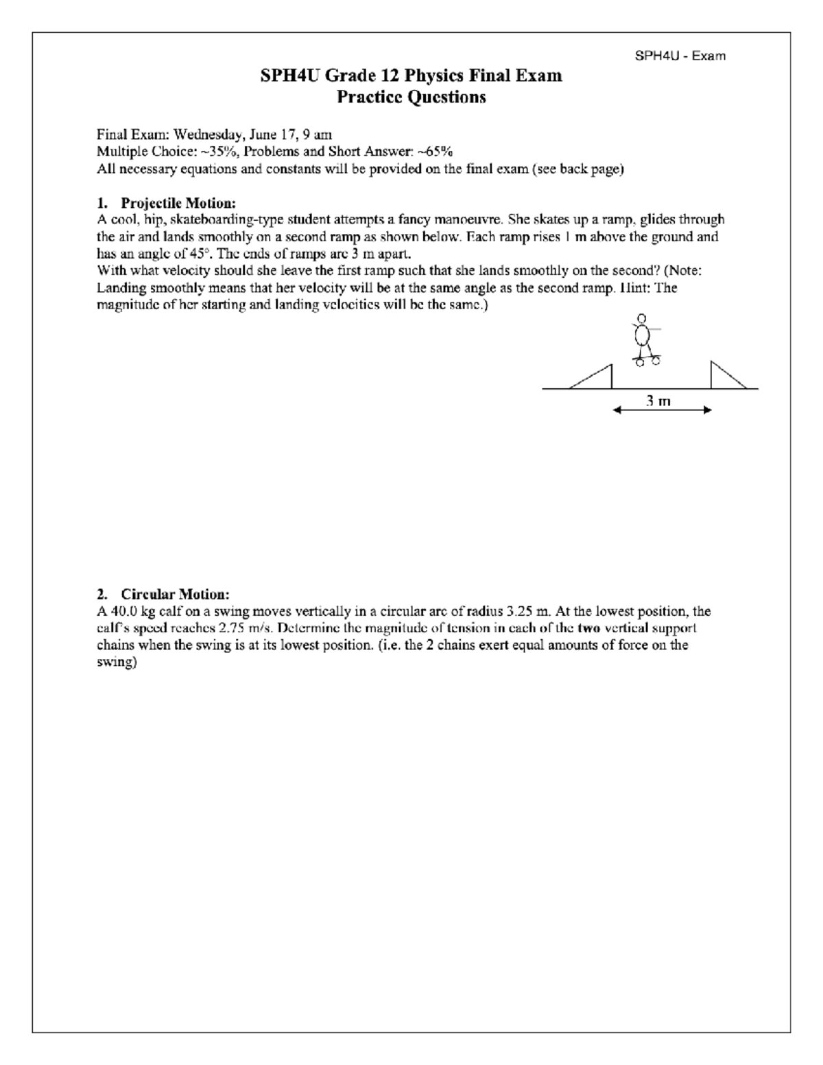 SPH4U Grade 12 Physics Final Exam Study Guide - Studocu