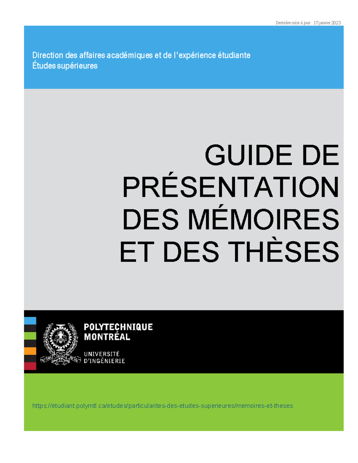 Guide de Présentation des Mémoires et Thèses - Polytechnique Montréal ...