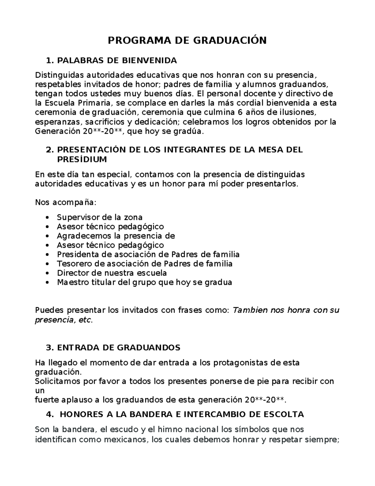 Programa de Graduación 2023: Ceremonia de Primaria - Studocu